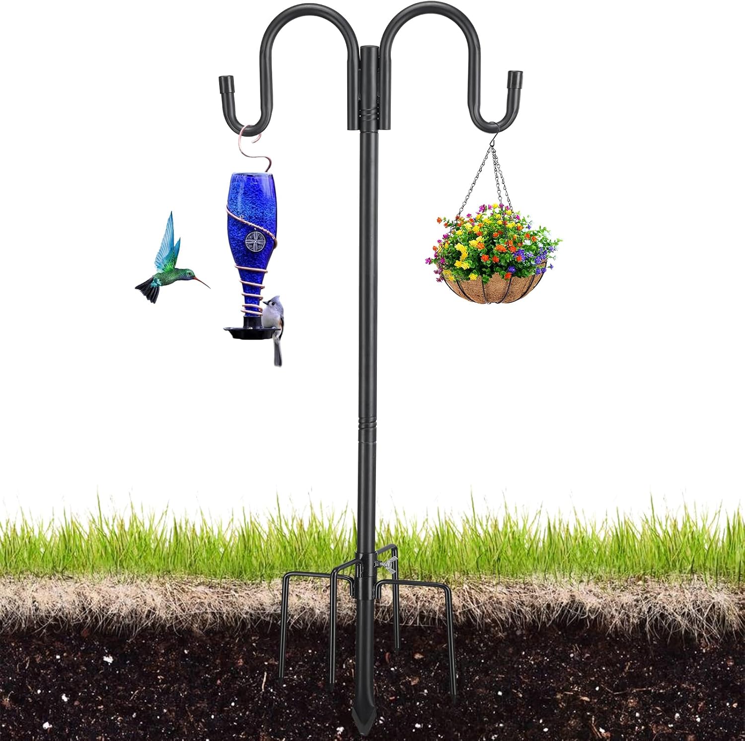 Amazon.com: CALCHELE Shepherds Hooks for Outdoor, 78 Inch Double ...