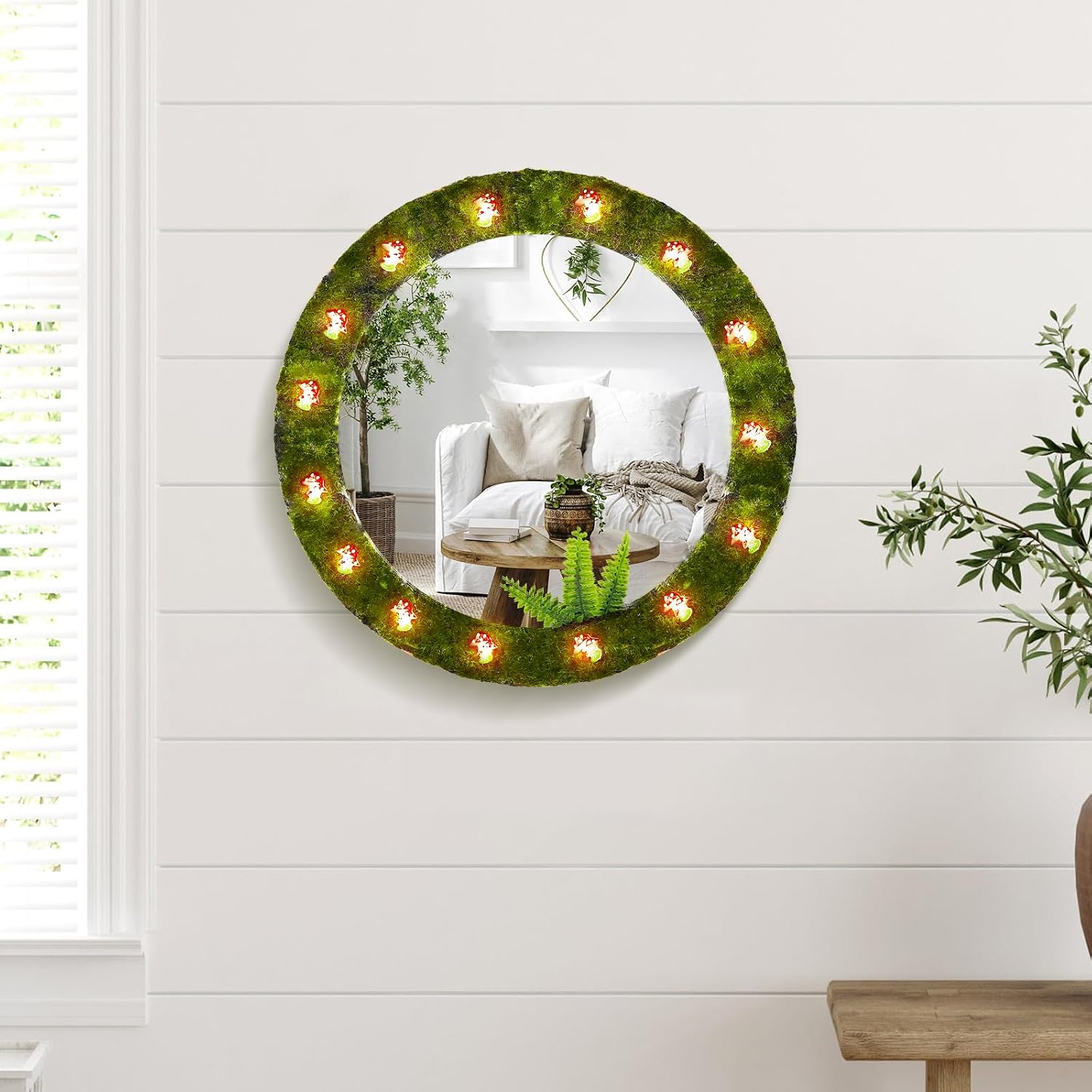 Amazon.com: Lenkyin Handmade Mushroom Moss Mirror with Mushroom Lights ...