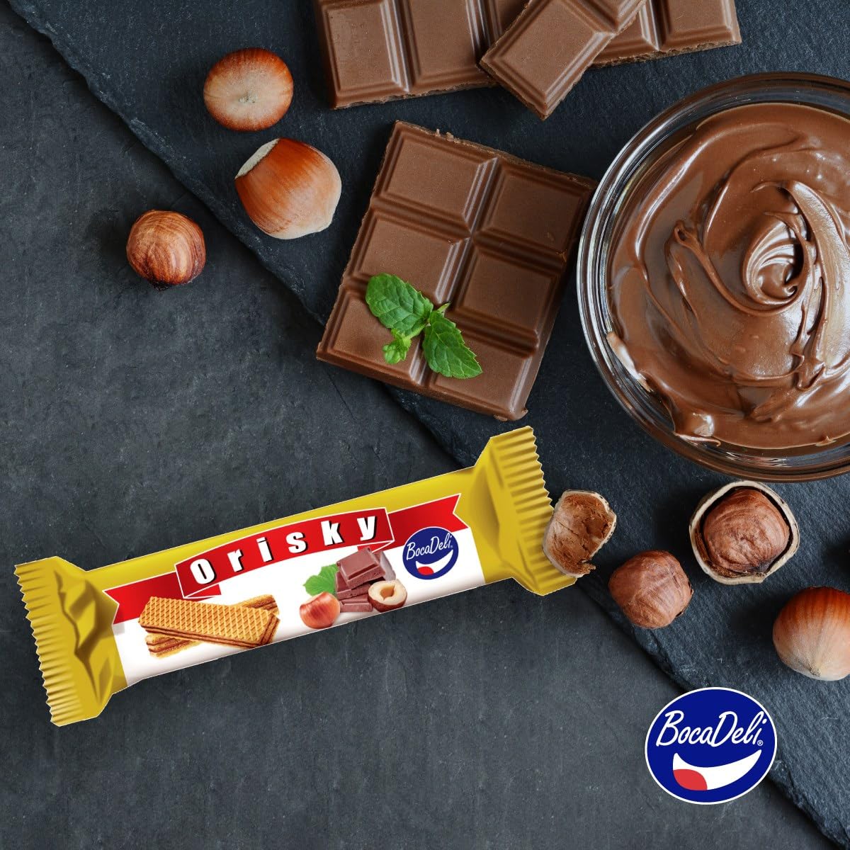 Orisky Galletas de oblea de chocolate y avellana, bocadillo salvadoreño ...