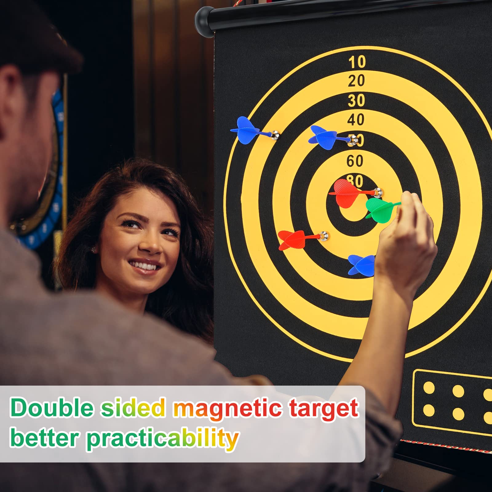 Snapklik.com : Magnetic Dart Board Kids Game,Two Sided Roll Up ...