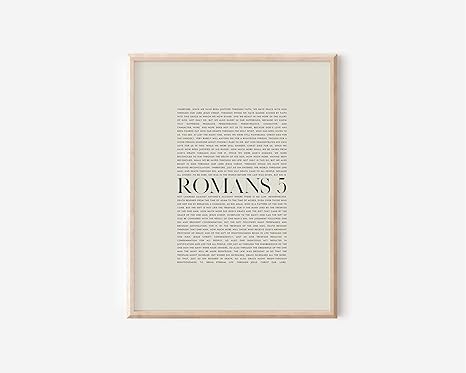 Amazon.com: Romans 5 Bible Verse Poster, Romans Scripture Art, Modern ...