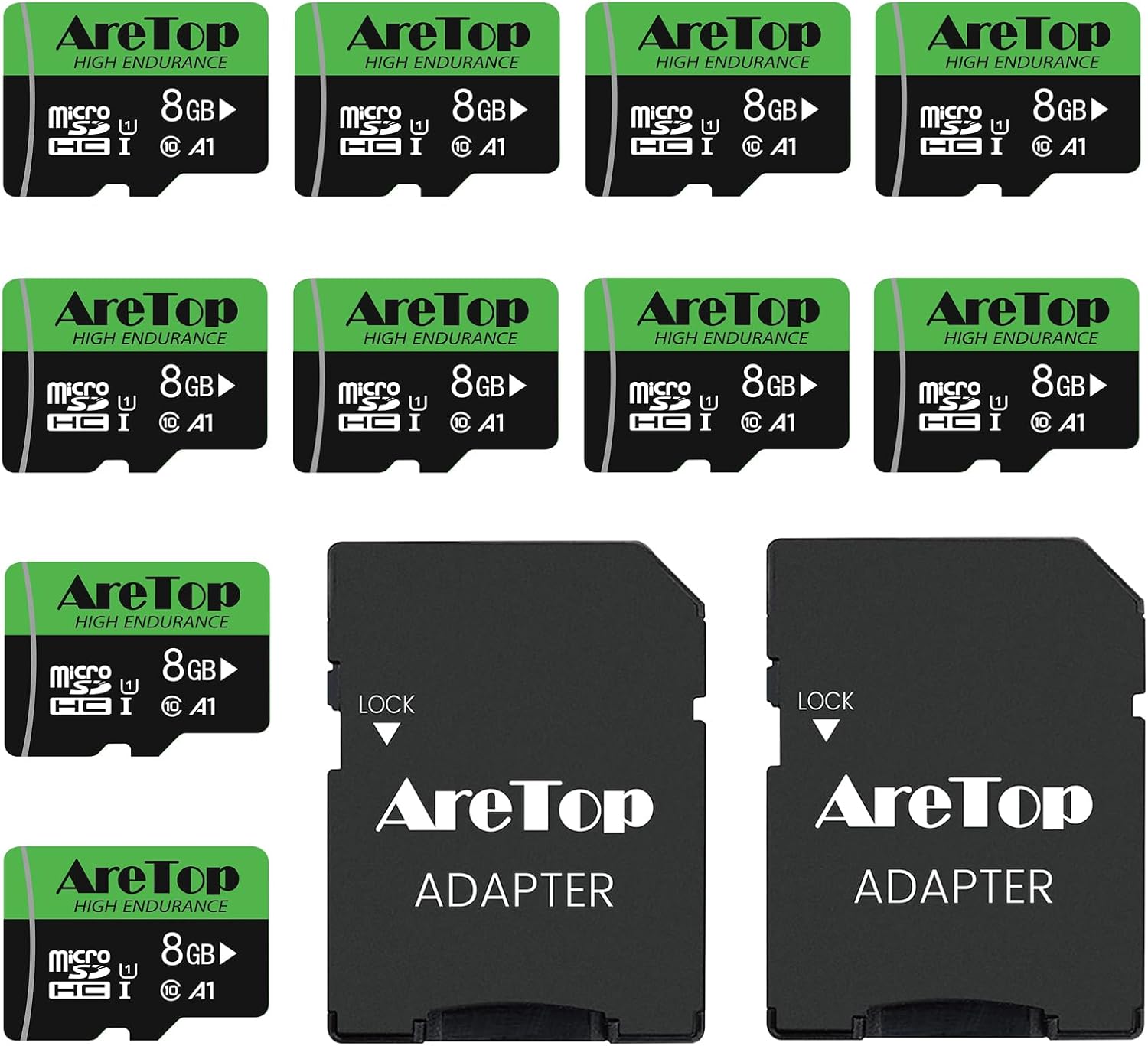 Amazon.com: AreTop 8GB Micro SD Cards 10-Pack Micro Memory Cards with 2 ...
