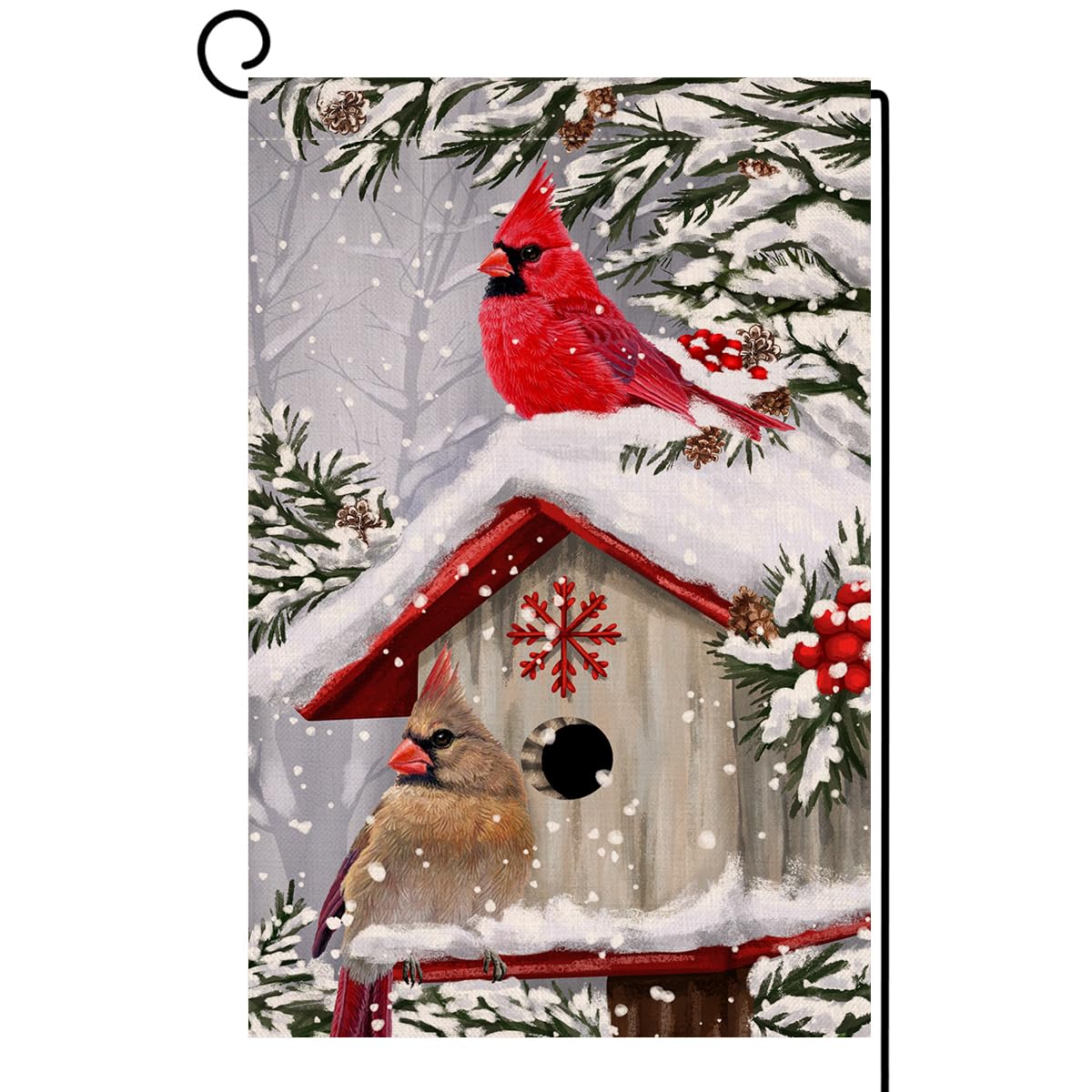 Amazon.com : BLKWHT Winter Cardinal Bird Garden Flag 12x18 Vertical ...