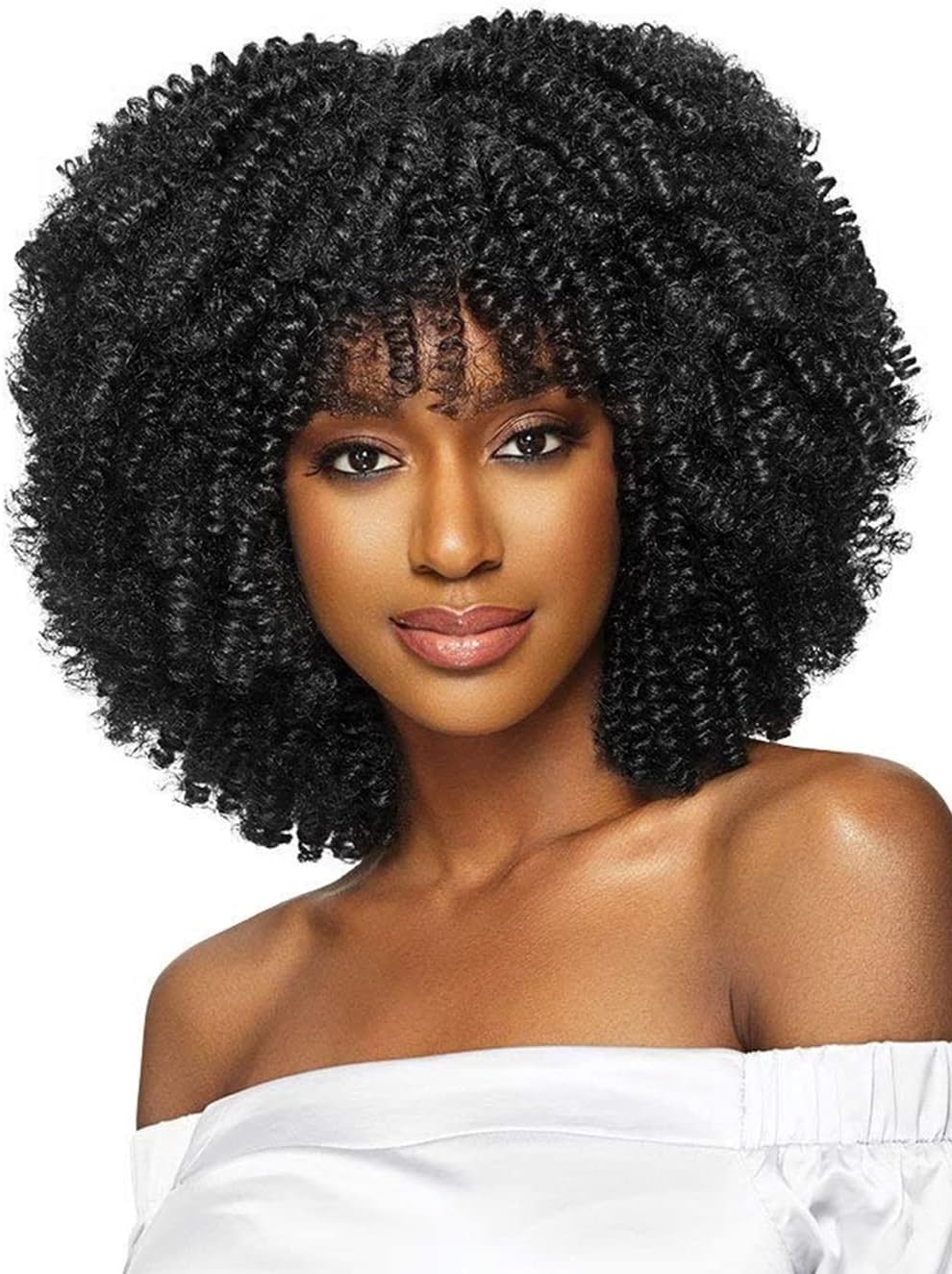 Amazon.com : lucku Curly Wigs for Black Women, 15 Inch Natural Black ...