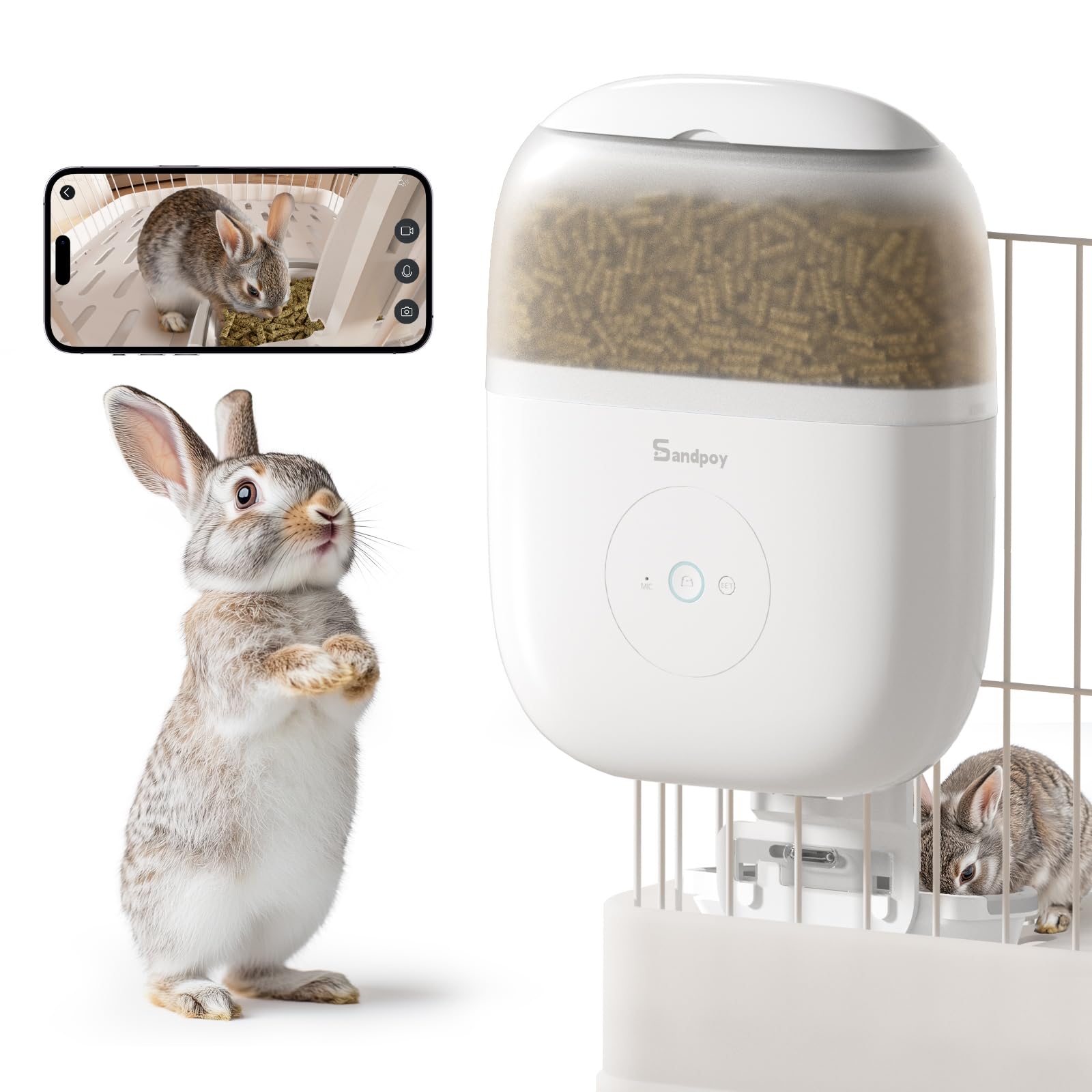 Amazon.com : Sandpoy Hanging Automatic Rabbit Feeder with 1080P Camera ...