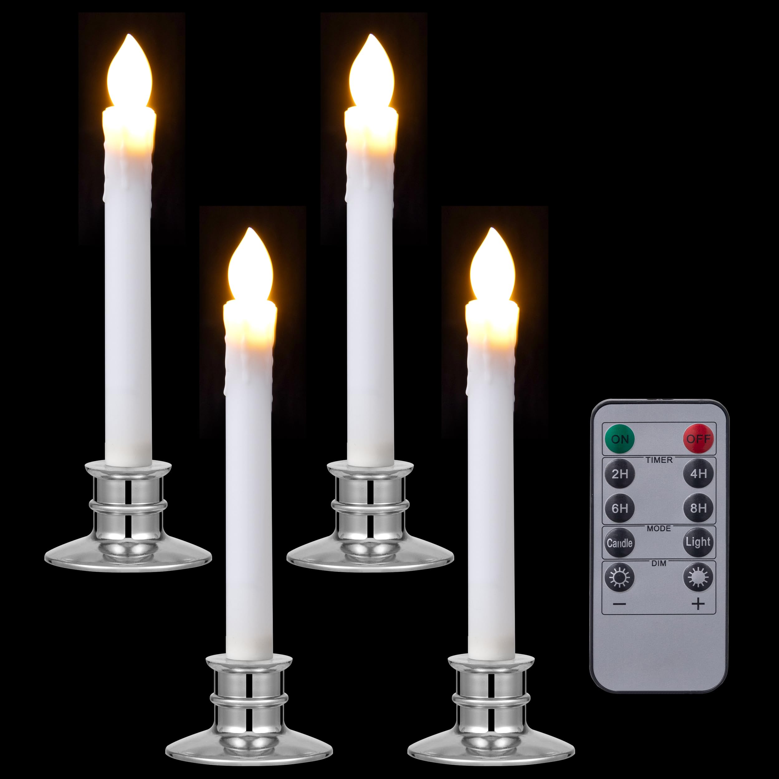Amazon.com: Sunolga 4 Pack Flameless Taper Candles Bulk with Remote ...