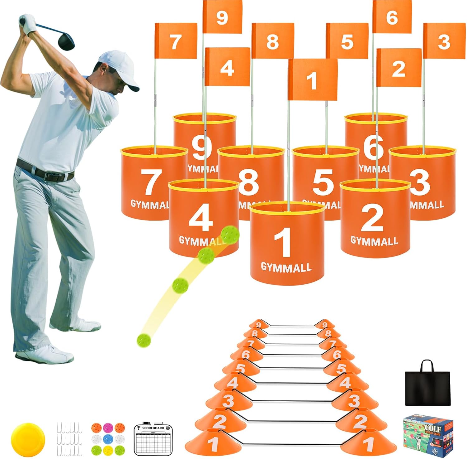 Amazon.com: GYMMALL Golf Yard Bucket Games, 9 Holes Bucket Backyard ...
