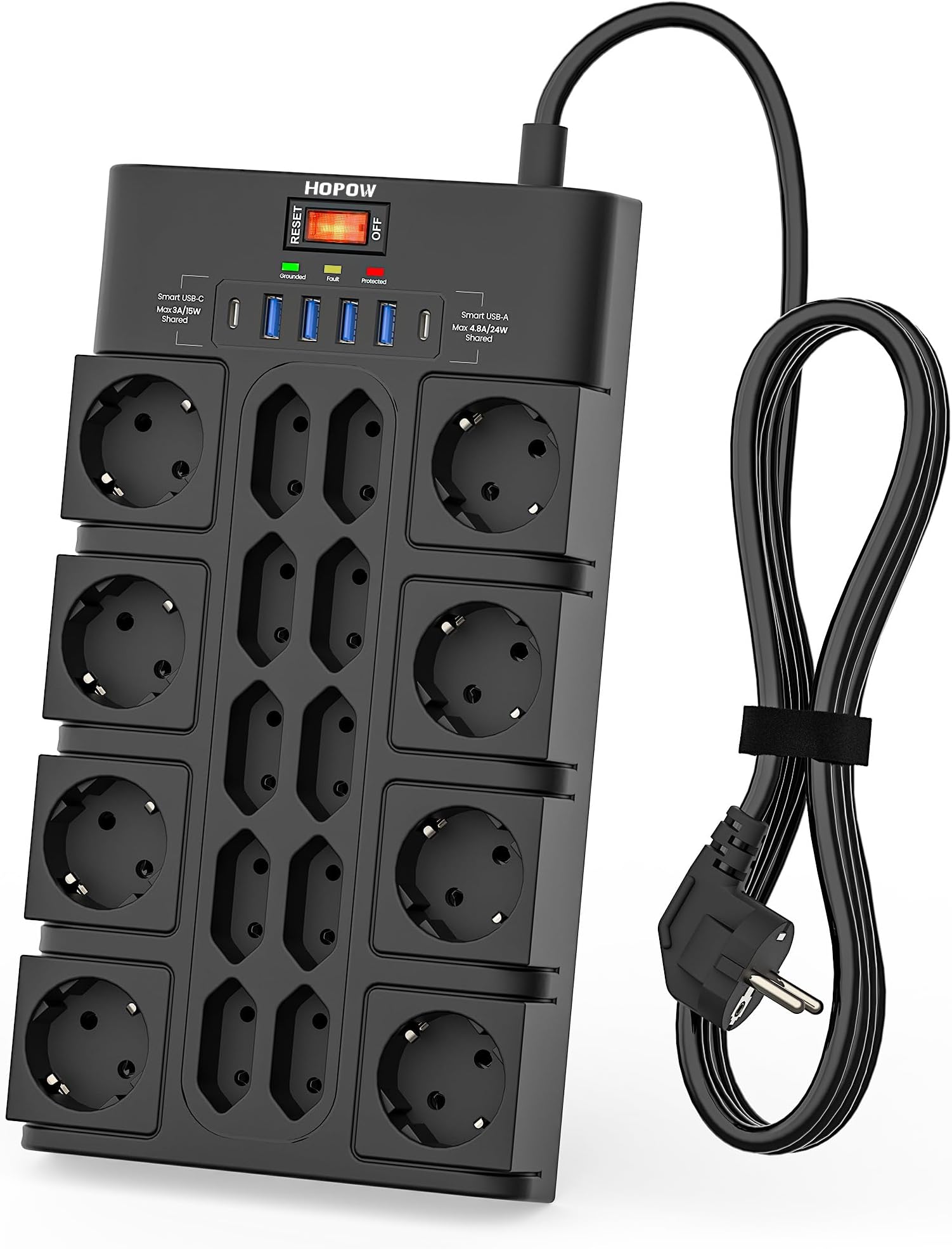 18 Fach Mehrfachsteckdose, Steckdosenleiste mit USB , Steckdose mit ...