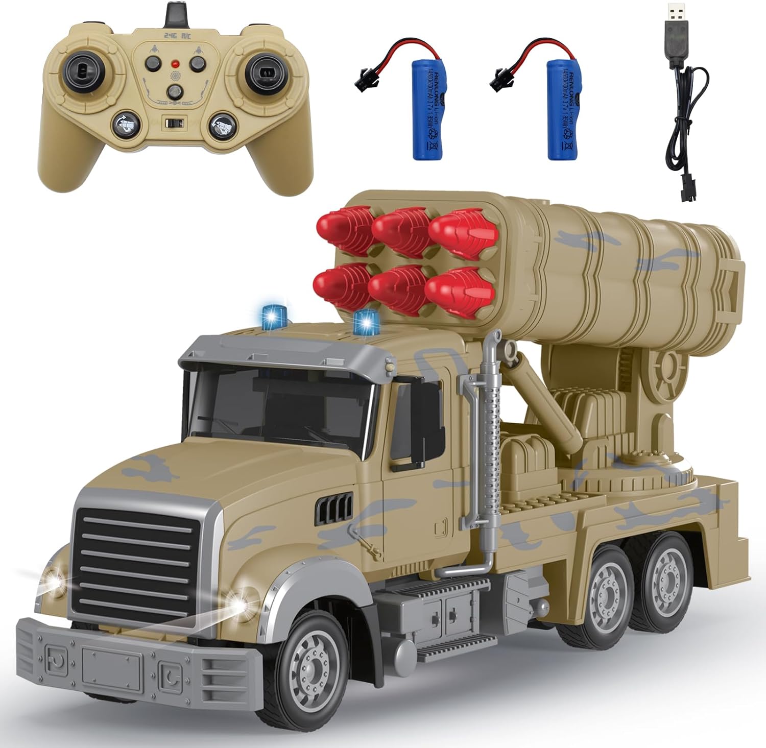 Fistone Remote Control Missile Military Truck, 2.4GHz RC Military ...