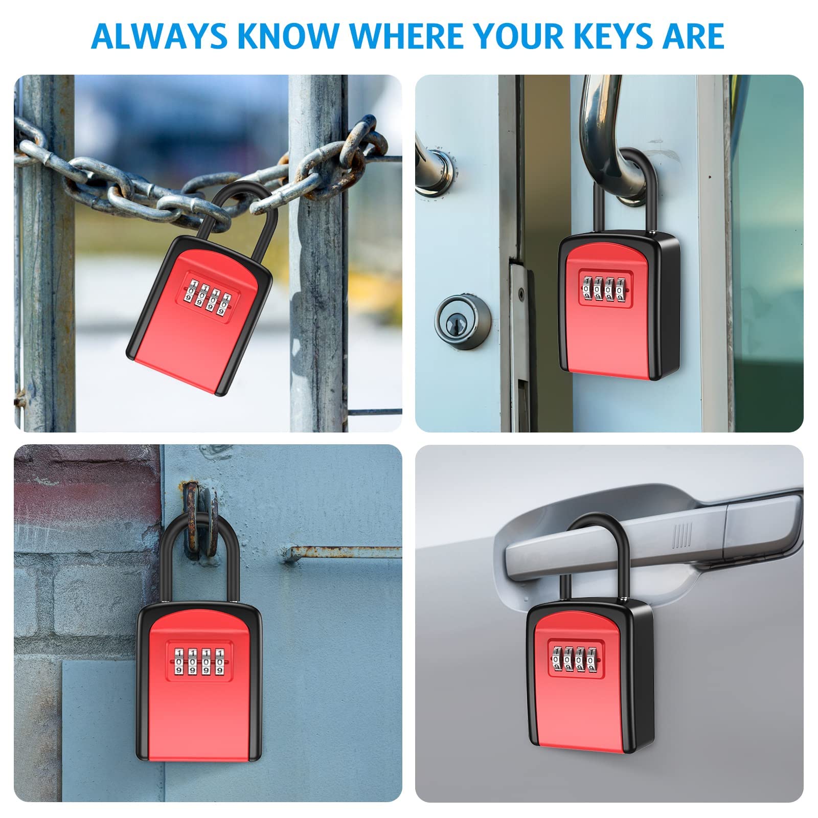 Snapklik.com : AMIR Key Lock Box, Wall Mounted Key Safe Box ...