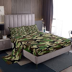 Amazon.com: Feelyou Camo Bed Sheets Set Queen Size Camouflage Deep ...