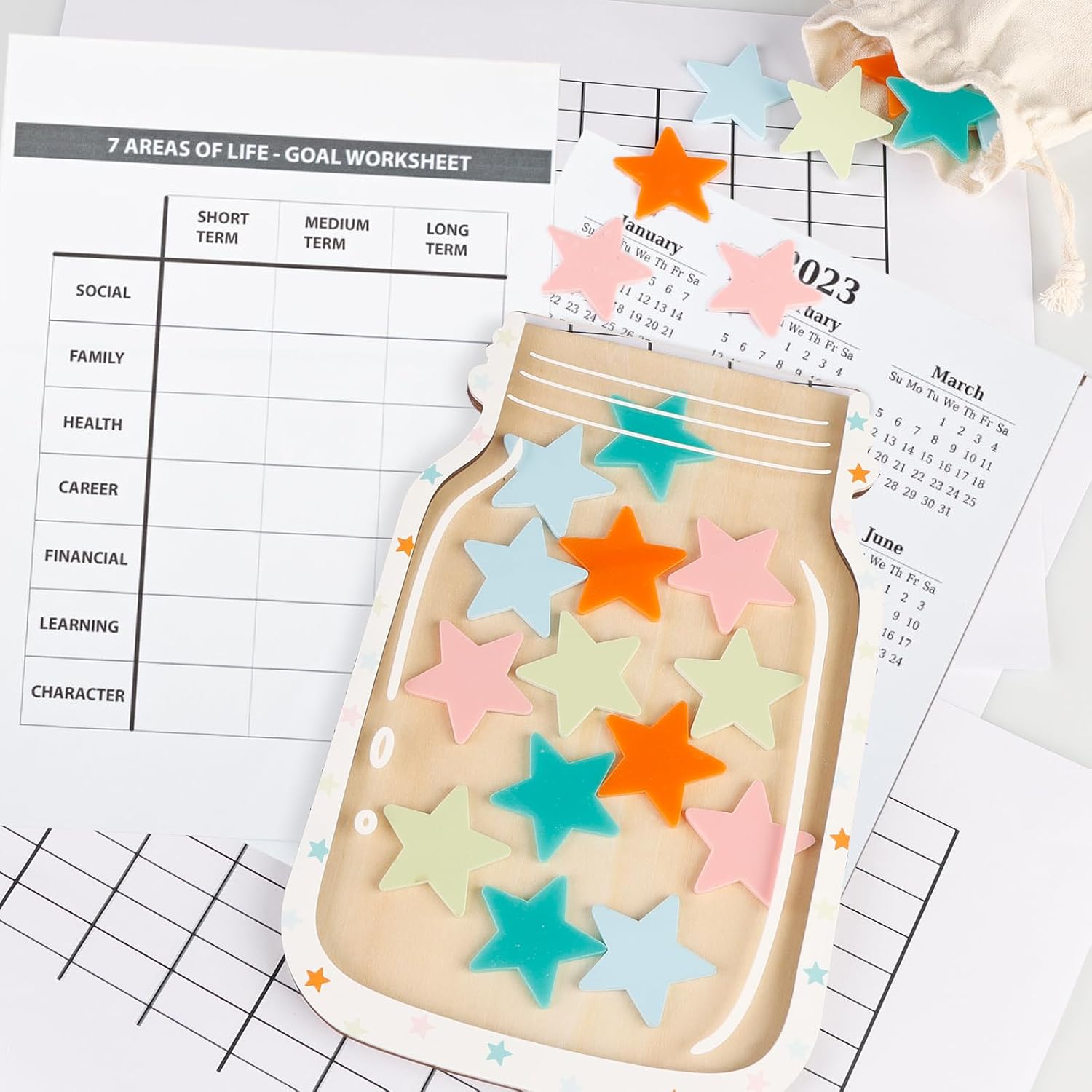 Tarro de recompensa de estrellas para niños, tabla de recompensas de ...