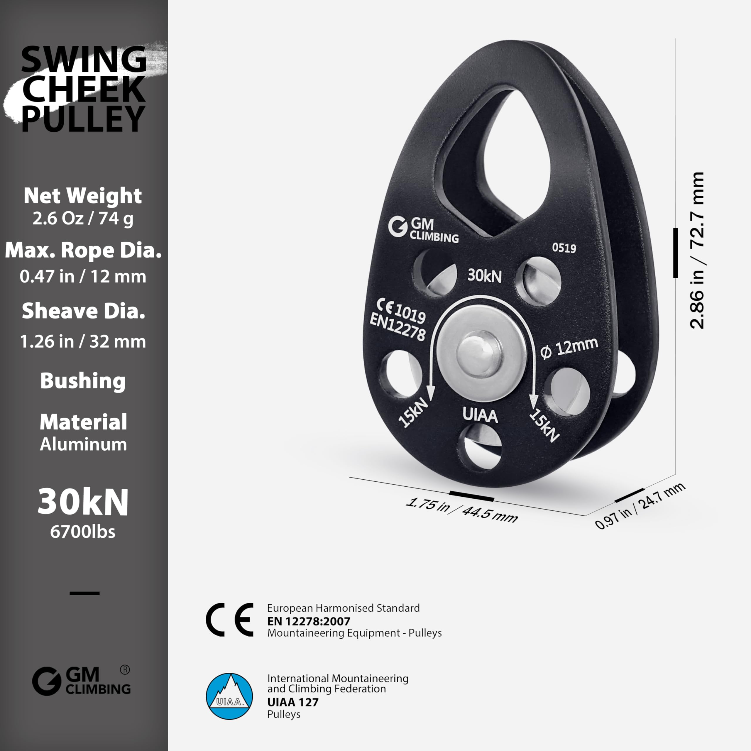 Snapklik.com : Swing Cheek Micro Pulley 30kN Self-lubricating Bushing ...