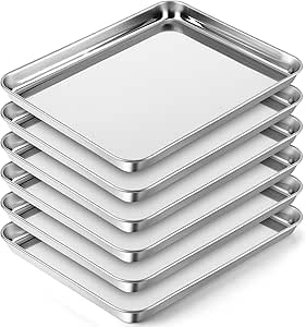 Amazon.com: Mimorou 6 Pcs Baking Sheet Set Stainless Steel Cookie Sheet ...