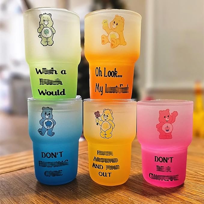 Amazon.com | sxbopru Swear Bears Cups, Swear Bears Shot Glasses, Care ...