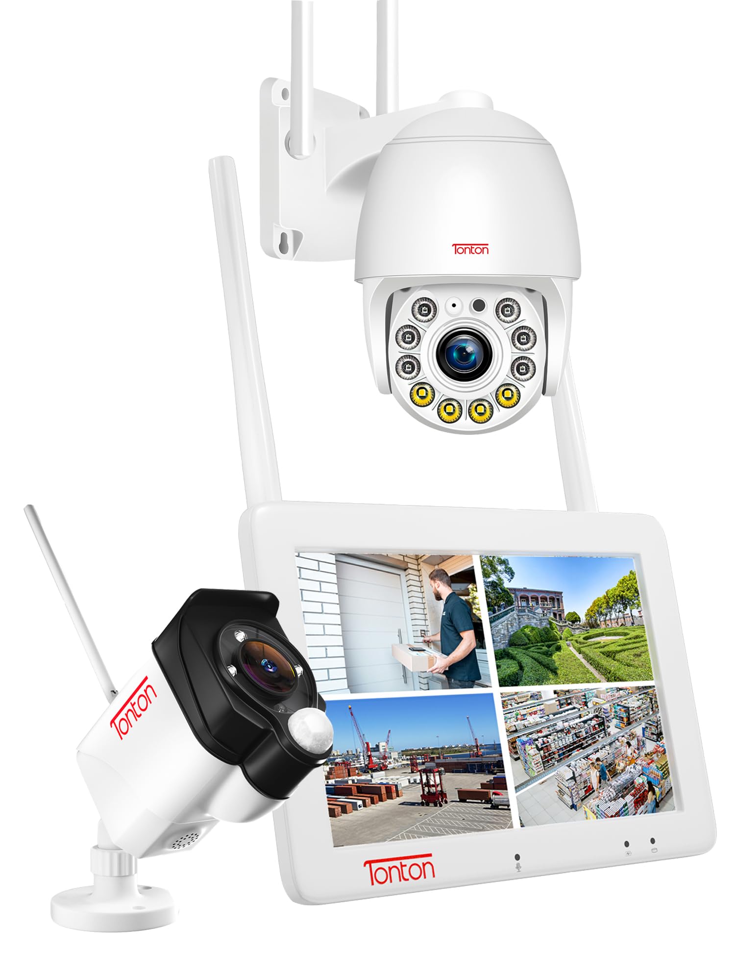 Amazon.com : Tonton 2K Wireless Security Camera Kit with 7" Touchscreen ...
