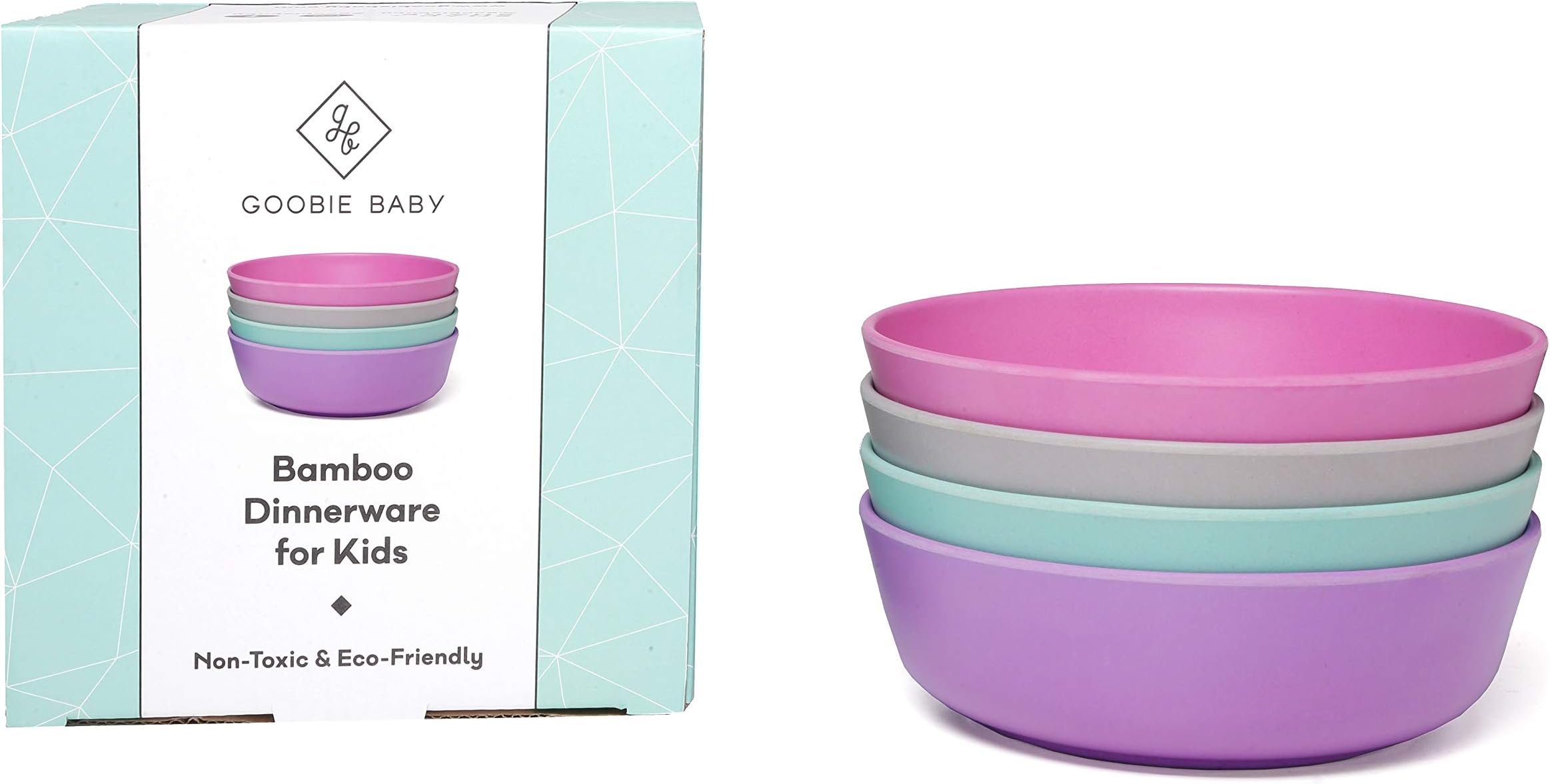 Amazon.com: Goobie Baby Bamboo Snack Bowls for Kids, Set of 4 Stackable ...