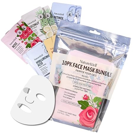Amazon.com : NATURE WELL Single Use Face Mask Sheet Skincare Treatment ...