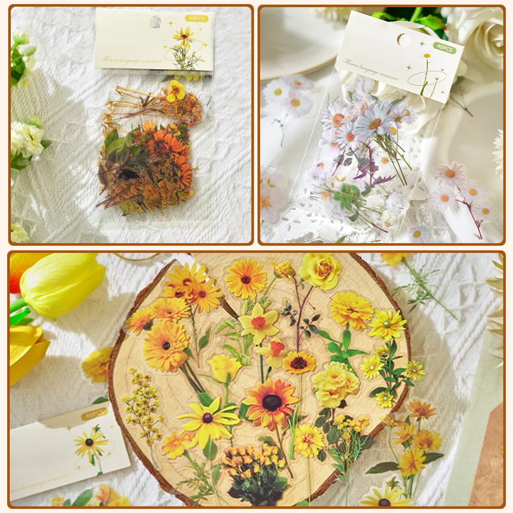 Flower Stickers For Scrapbooking 120 Pcs Natural Flower Stickers ...