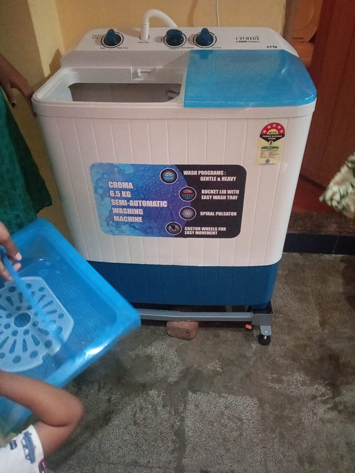 Croma 6.5 kg 5 Star Semi Automatic Top Load Washing Machine with 2 ...