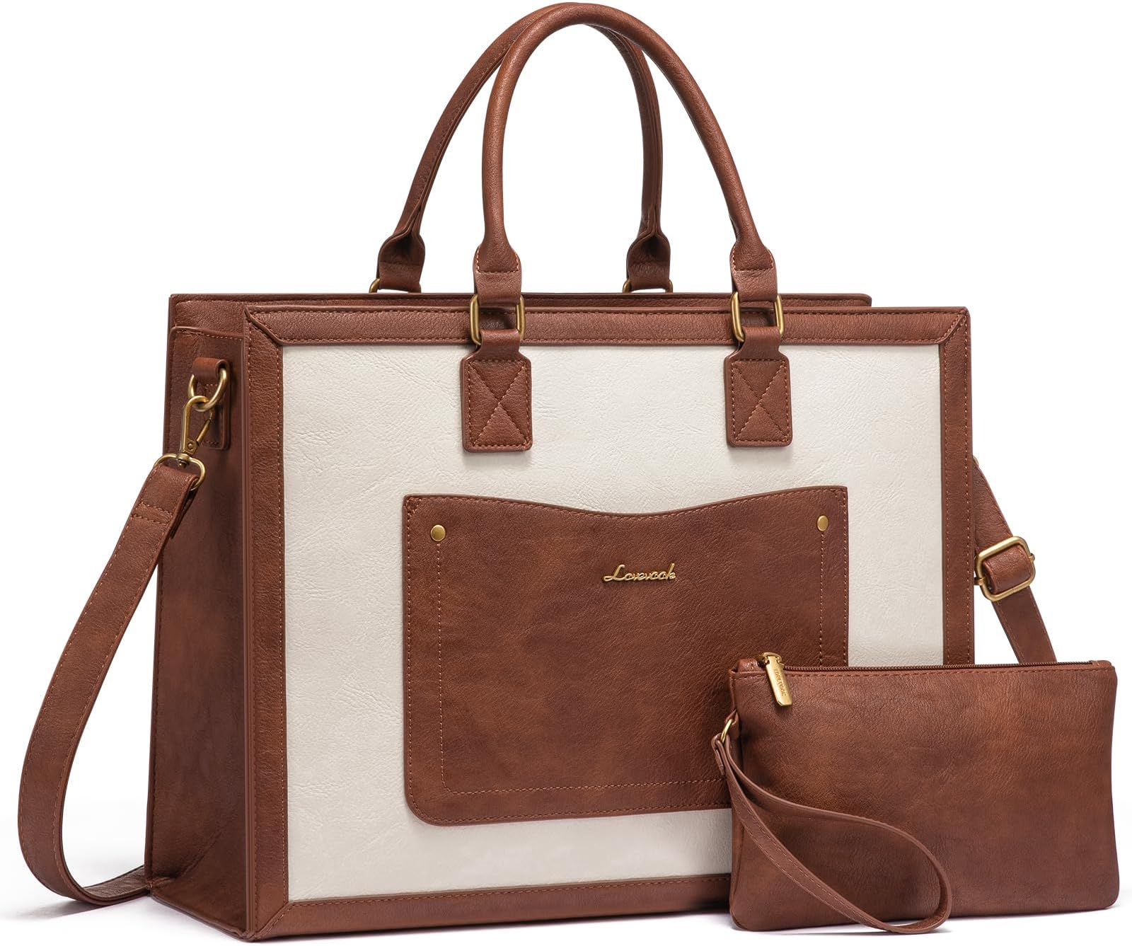 Amazon.com: LOVEVOOK Work Tote Bag for Women, Vintage Leather Laptop ...