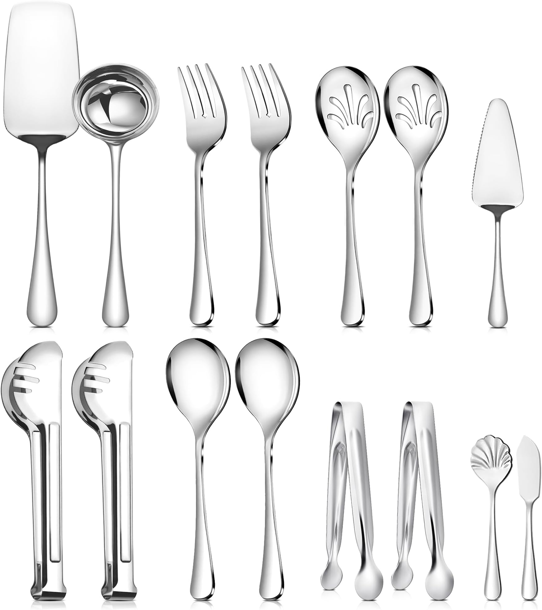 Amazon.com | IAXSEE 12 PCS Stainless Steel Serving Utensils, Large ...