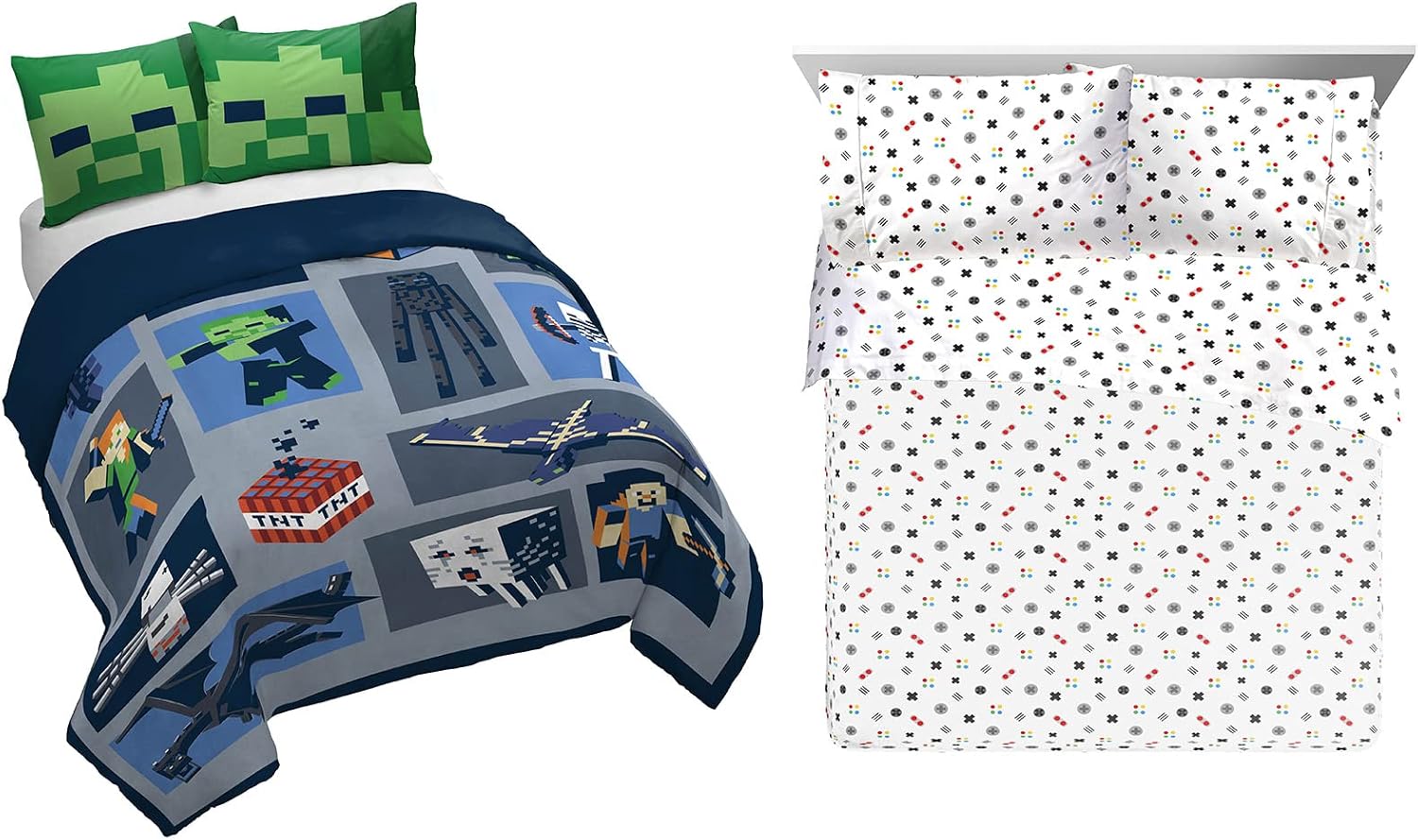 Amazon.com: Saturday Park Minecraft Emblematic Full/Queen Duvet Cover ...