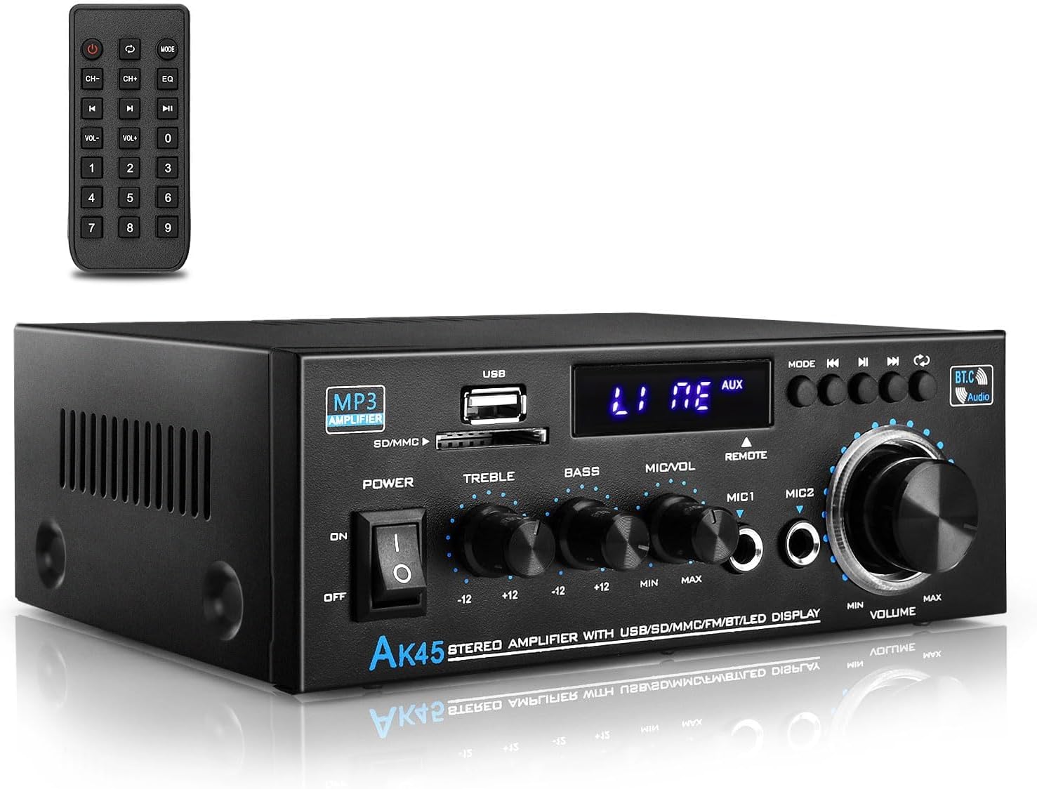 Amazon.com: AK45 Home Audio Power Amplifier with Bluetooth, 100Wx2 ...
