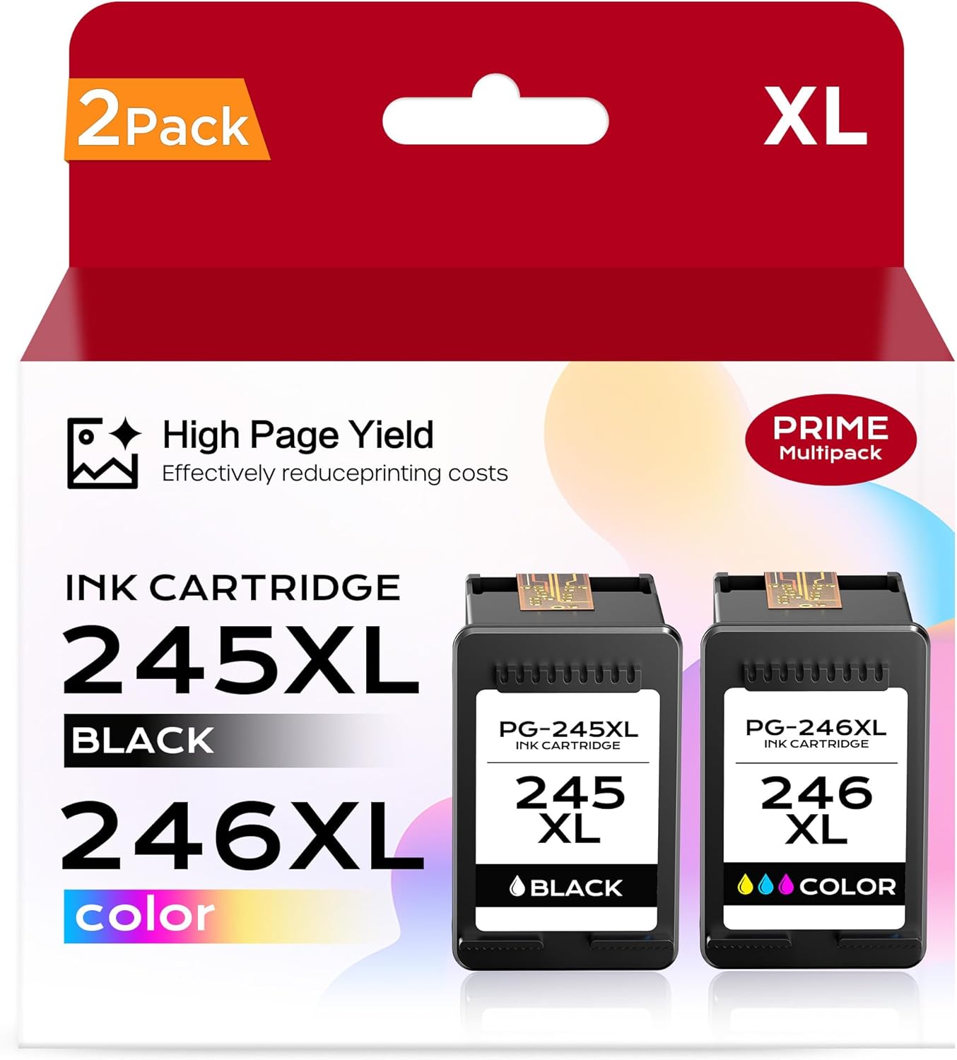 245XL 246XL Ink Cartridges 2 Pack Compatible with Canon Ink 245 and 246 Replacement for Canon PG ...