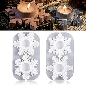 Amazon.com: 2 Pcs Snowflake Resin Molds Silicone Snowflake Candle ...