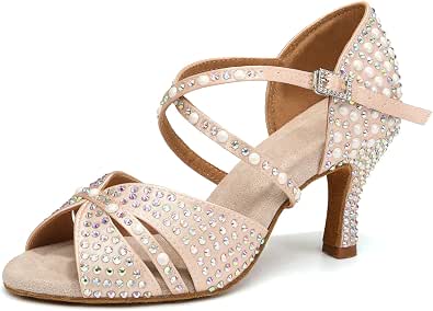 Amazon.com | Uonpie Women's Rhinestone Dance Shoes Peep Toe Salsa ...