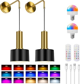 Rodalims Battery Operated Wall Sconces Set of 2, Rechargeable Led ...