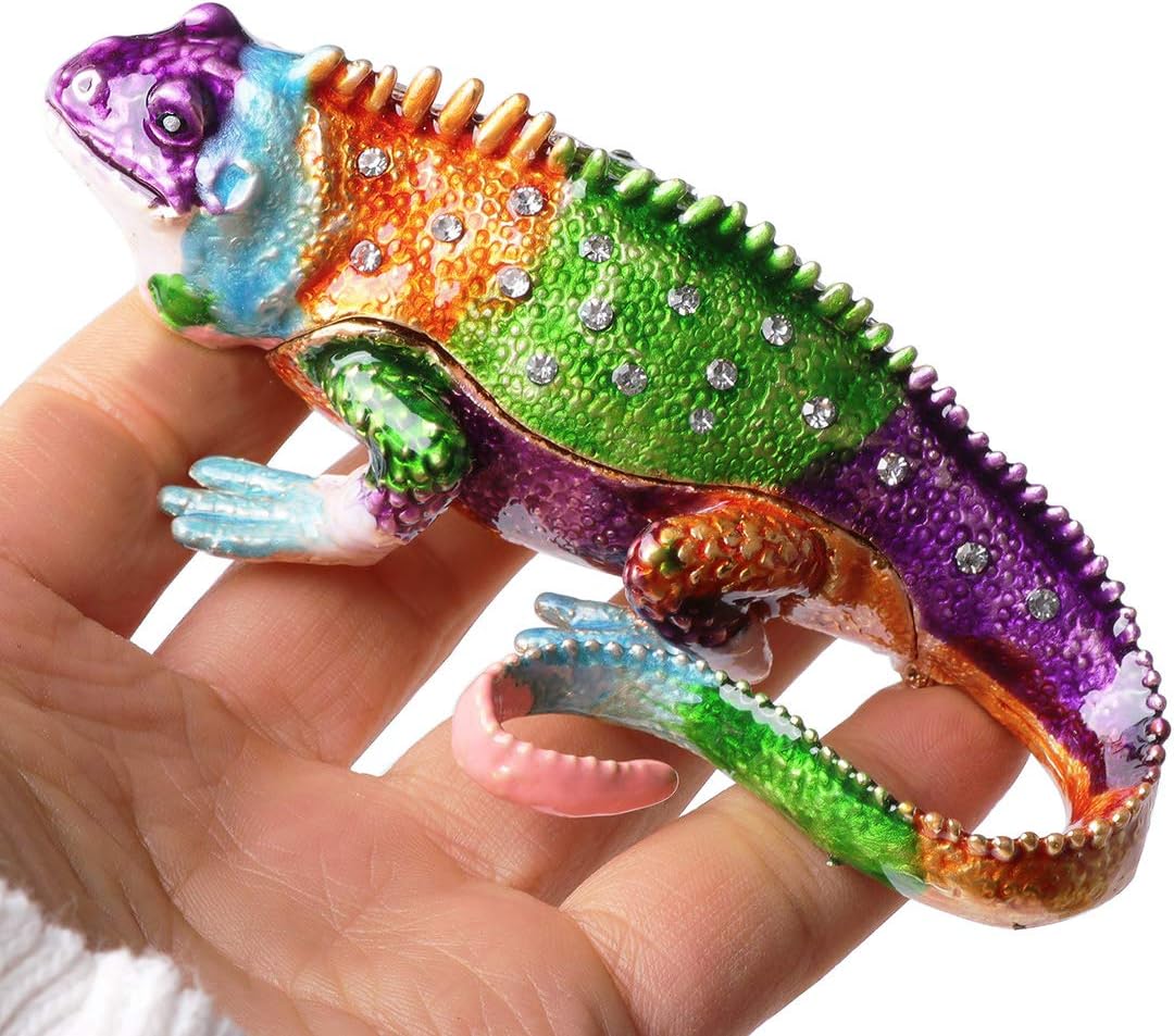 Amazon.com: Waltz&F Color chameleon Trinket Box Hinged Hand-painted ...