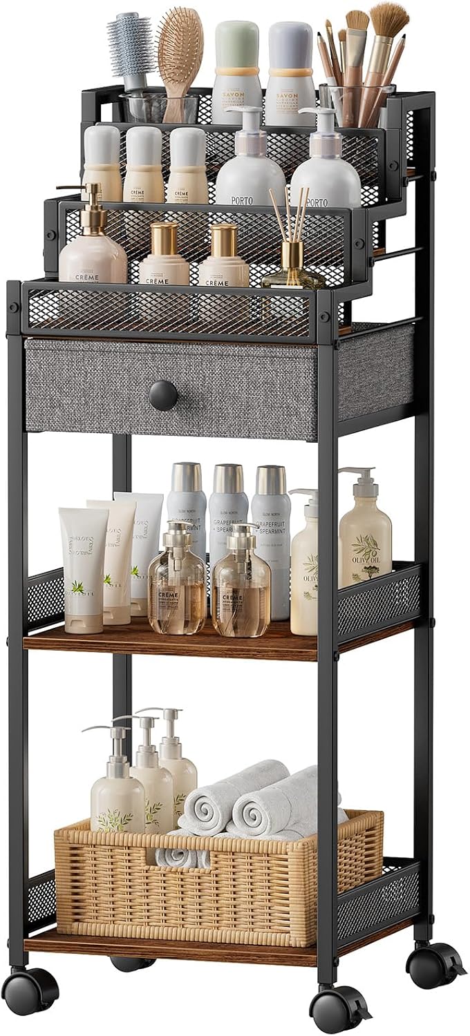 Amazon.com: Plaviya Makeup Storage Cart with Drawer, Rolling Skincare ...