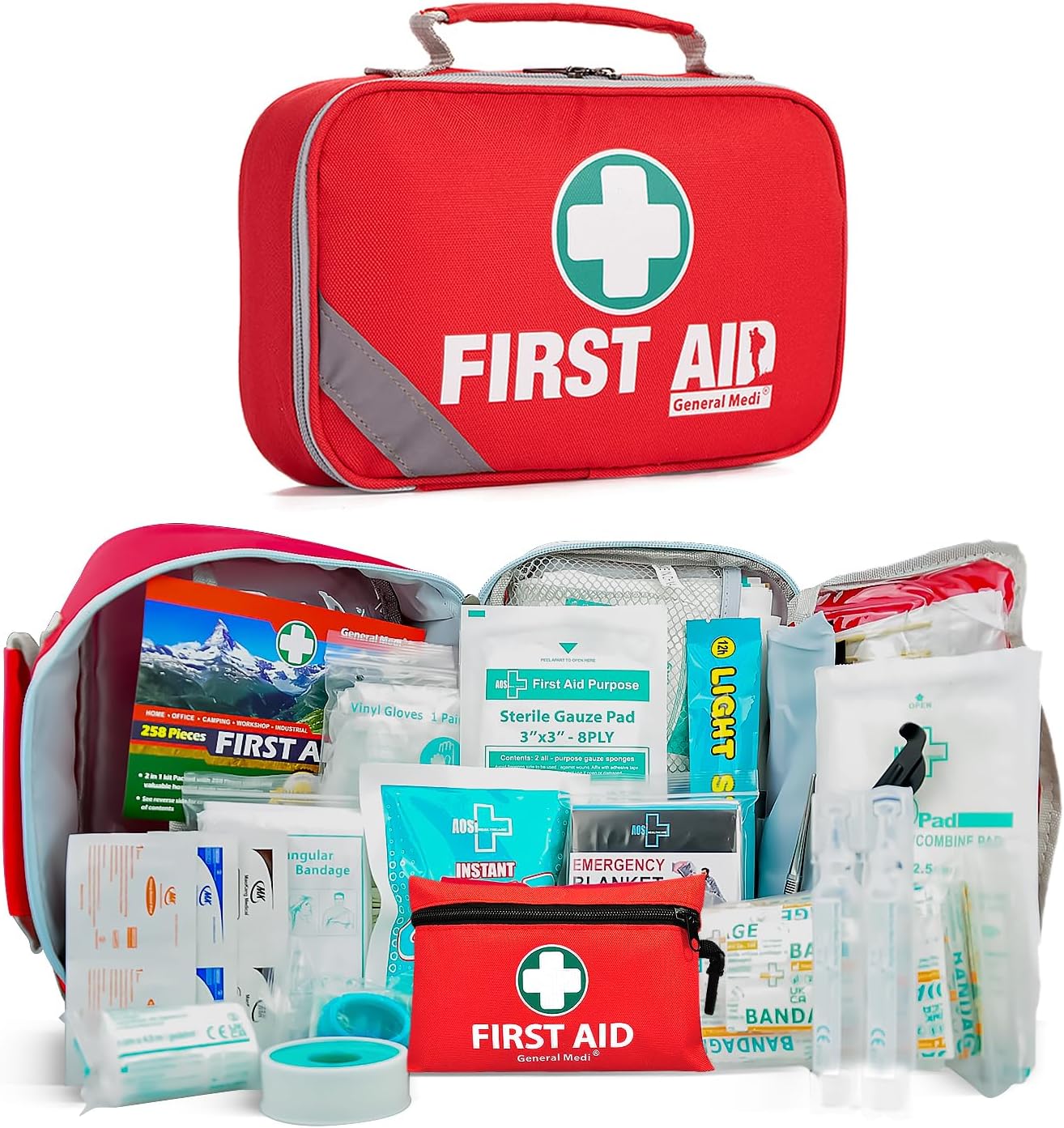 Amazon.com: General Medi 2-in-1 First Aid Kit (215 Piece Set) + 43 ...