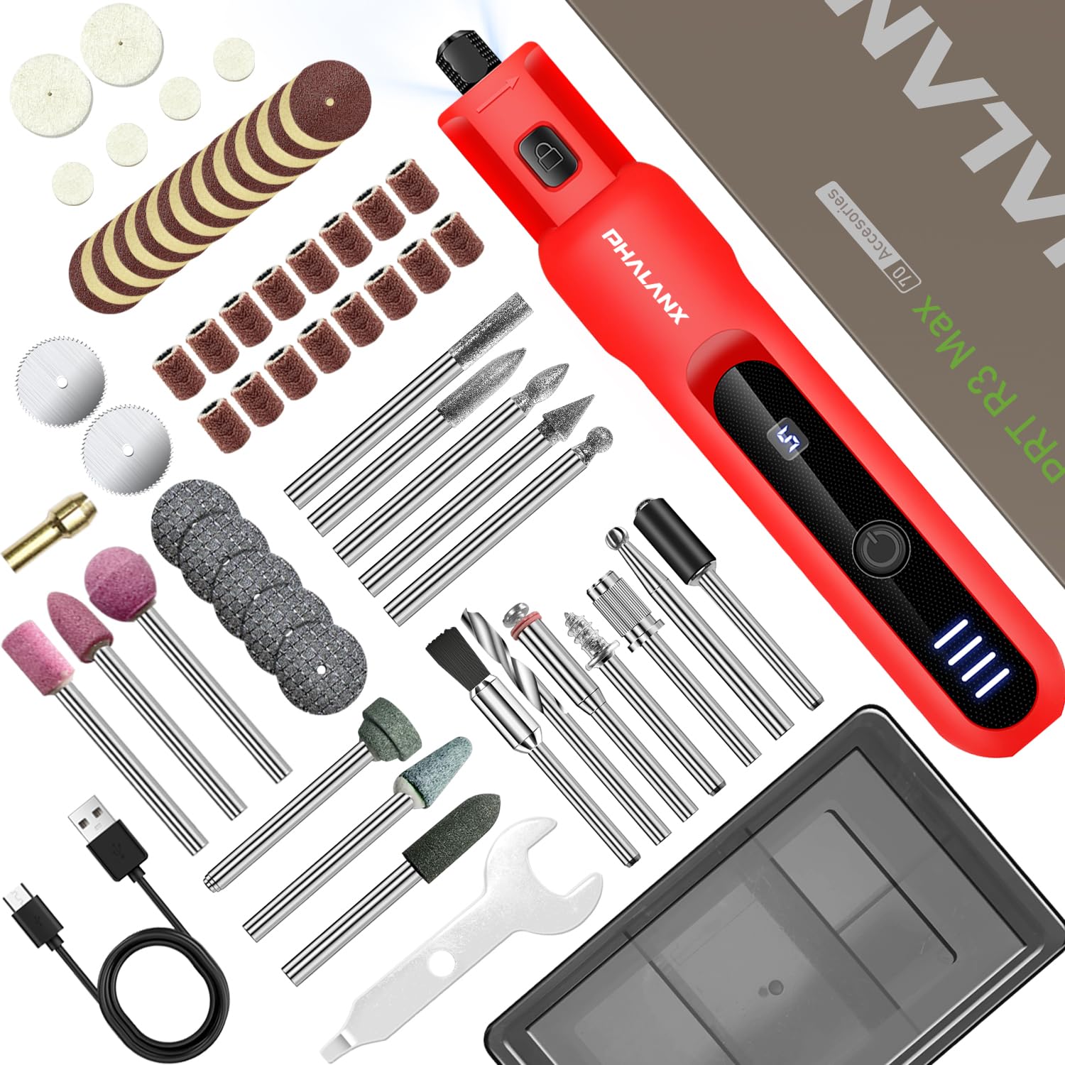 Snapklik.com : Rotary Tool Kit - 37V Mini Rotary Tool W LED Work Light ...