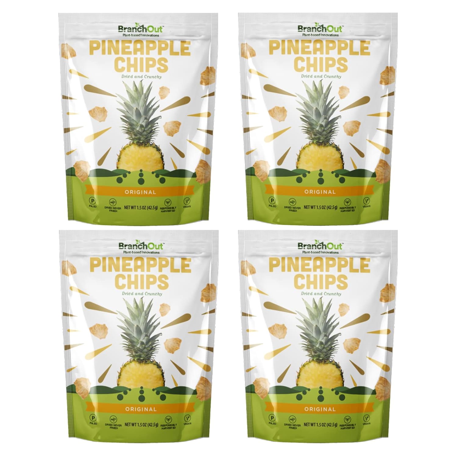 Amazon.com: BranchOut Pineapple Chips – Pure Dehydrated Pineapple Fruit ...