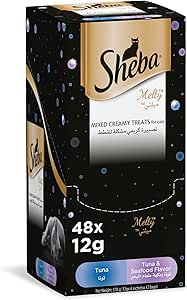 Sheba Cat Food, Melty Mixed Creamy Treats Tuna & Tuna & Seafood Flavor, 2 Pouches Tuna, 2 ...