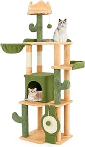 Amazon.com : Tangkula Cactus Cat Tree, 63 Inch Multi-Level Tall Cat Tower with Sisal Scratching ...