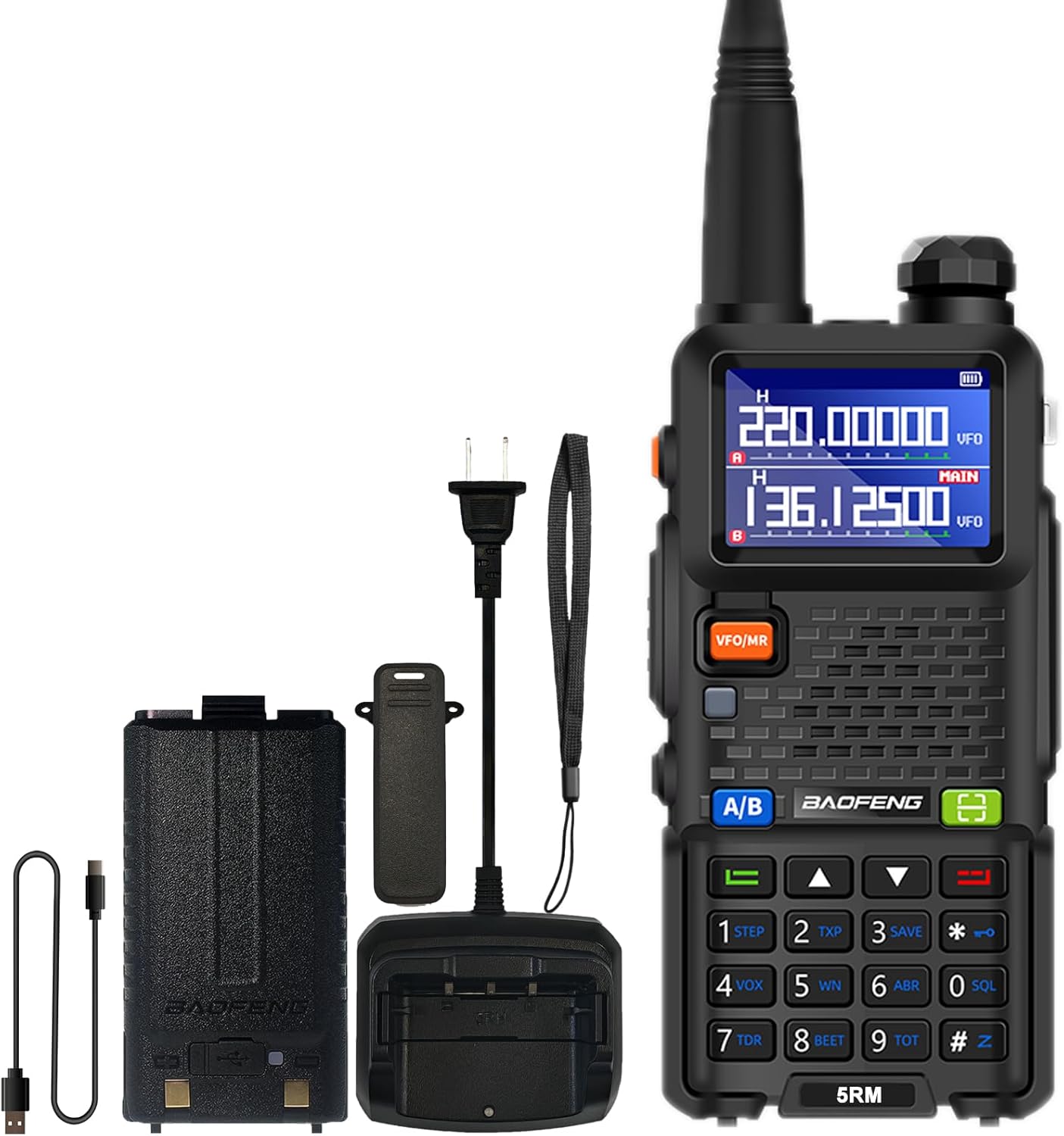 BAOFENG UV-5RM Two Way Radio Multi-Band Long Range Walkie Talkie NOAA ...