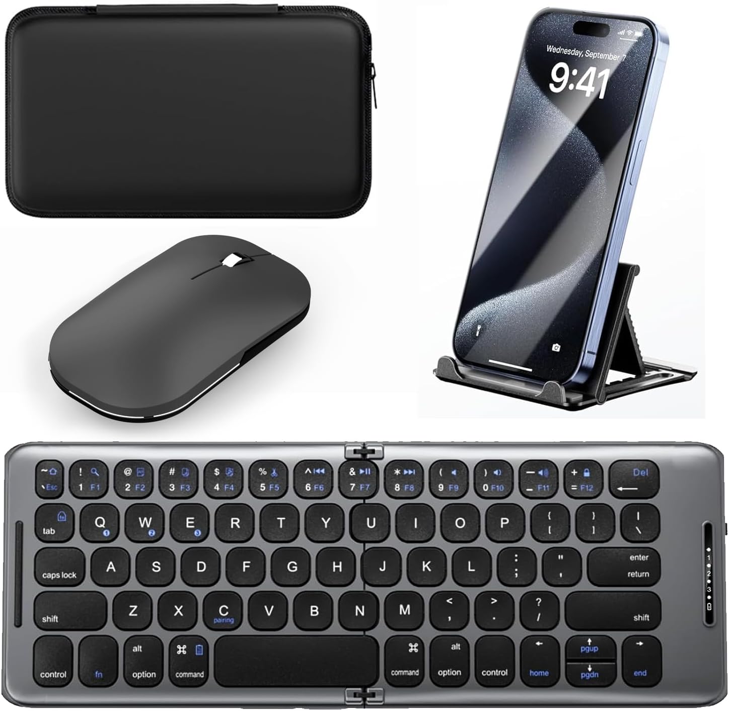 Amazon.com: Acoucou Foldable Bluetooth Keyboard and Mouse Combo ...