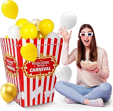 Amazon.com: Blosssound Giant Popcorn Box Decoration with 60 Yellow ...