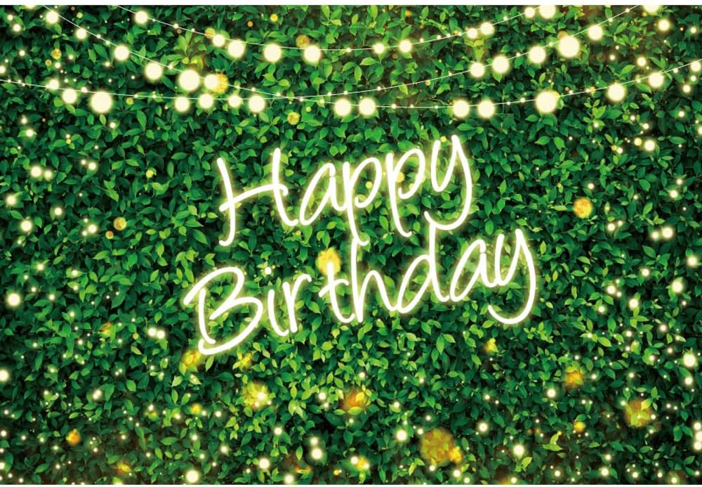 Amazon.com : OFILA Green Leaves Backdrop Happy Birthday Greenery Wall ...