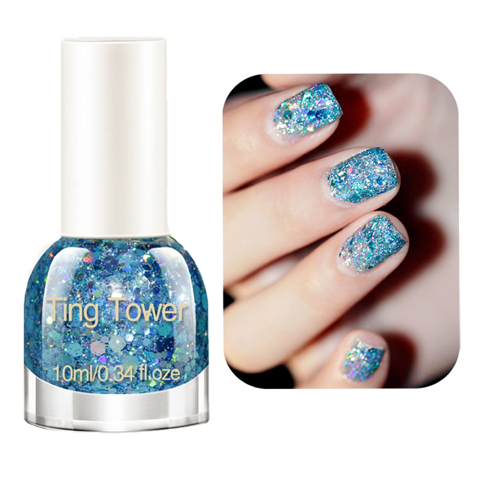 Amazon.com : Blue Glitter Nail Polish -10ML Holographic Nail Polish ...