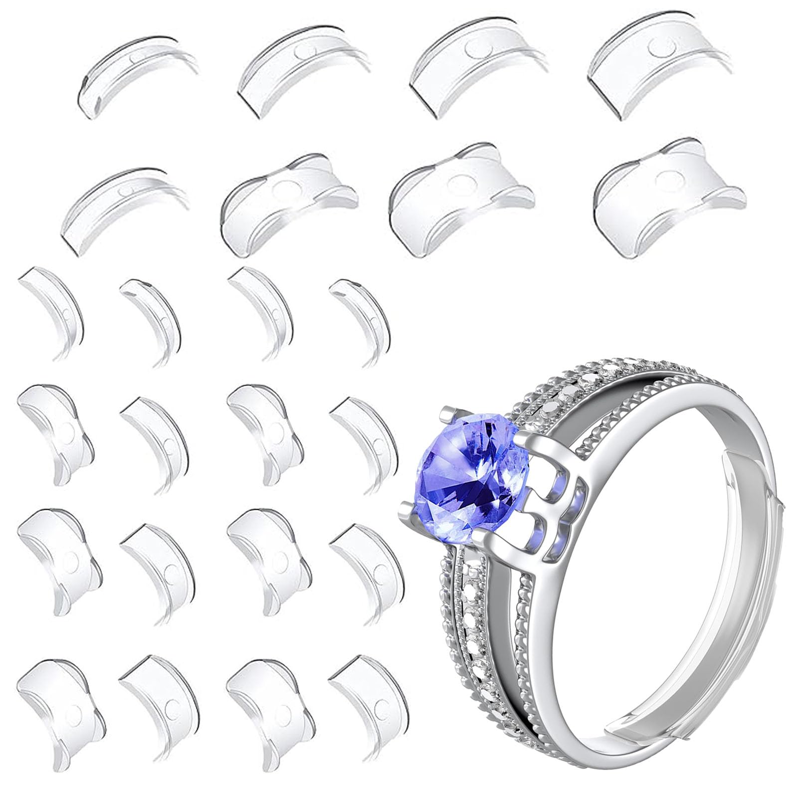 Ring Smaller Adjuster Invisible, 24 Pack 8 Size Invisible Ring Sizers ...