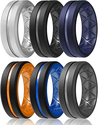 Egnaro Silicone Ring Men 1/4/6 Multipack Breathable Mens Silicone ...