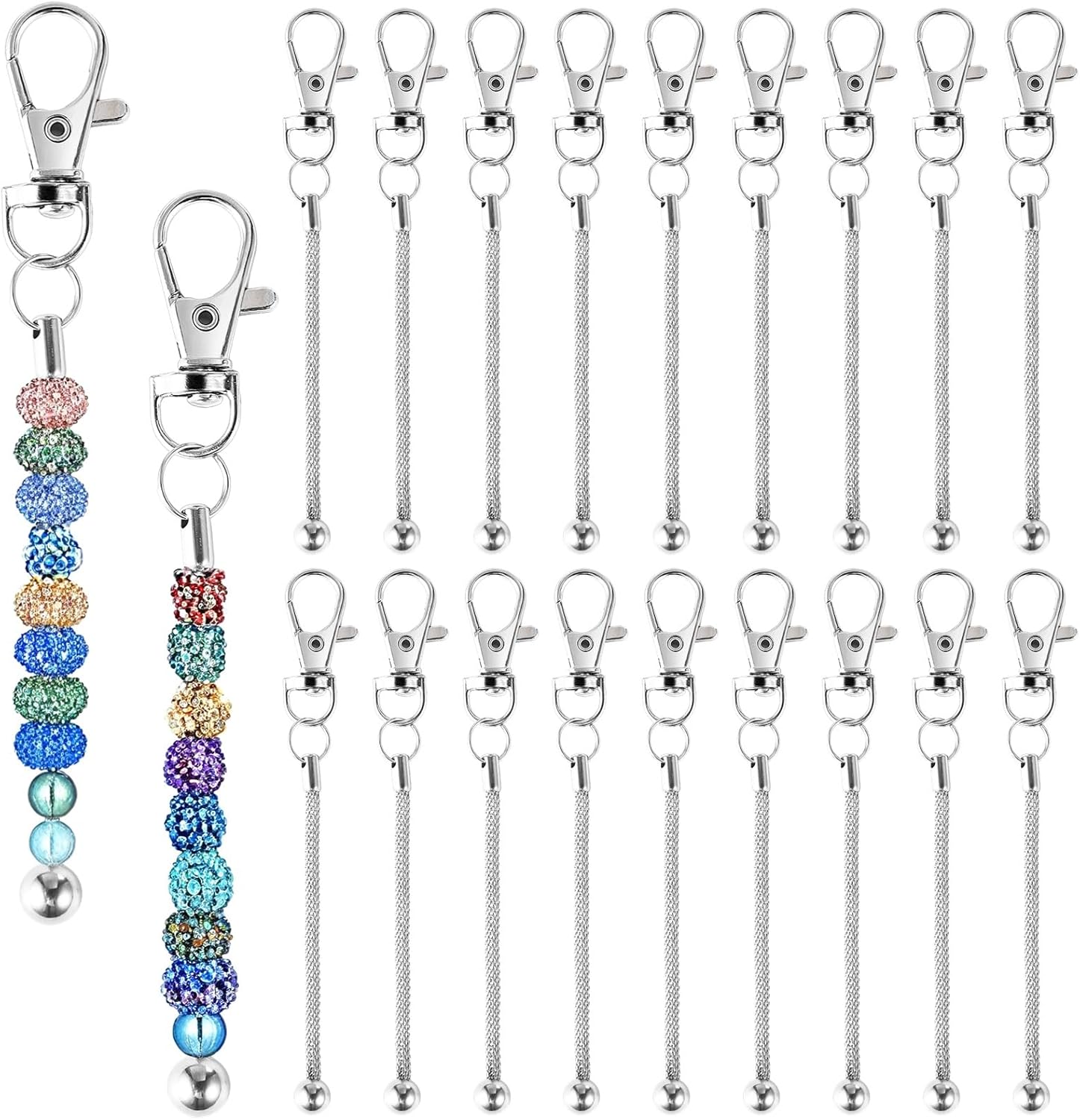 Amazon.com: 20 Pcs Beadable Keychain Bar Bulk, 3mm Big Hole, Blank ...