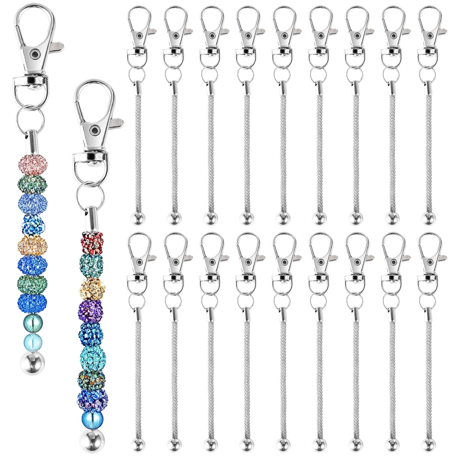 Amazon.com: 20 Pcs Beadable Keychain Bar Bulk, 3mm Big Hole, Blank ...