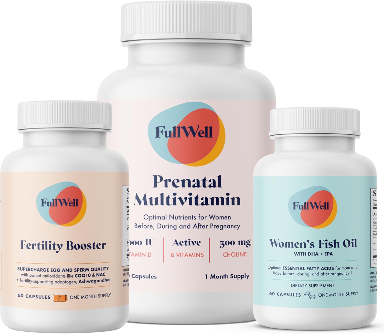 Amazon.com: FullWell Fertility Trio | Prenatal Vitamin + DHA & Fertility Booster | Choline ...