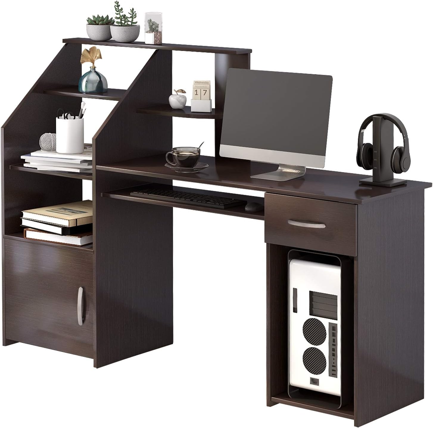 Amazon.com: CJLMN Writing Desk with Storage Drawer and Pull-Out ...